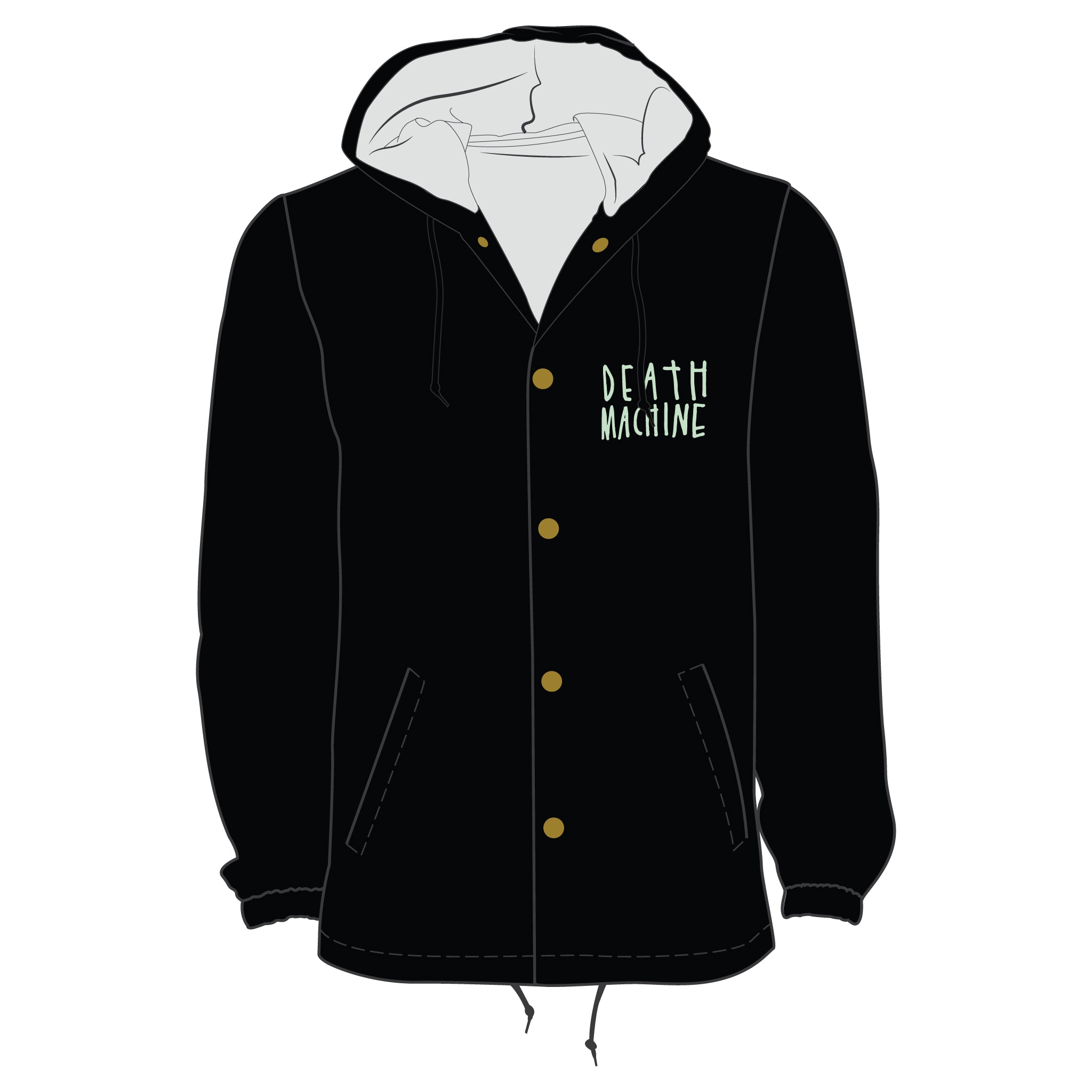 Hooded Oops All Death Machine Coaches Jacket-GLOW IN THE DARK – Super ...